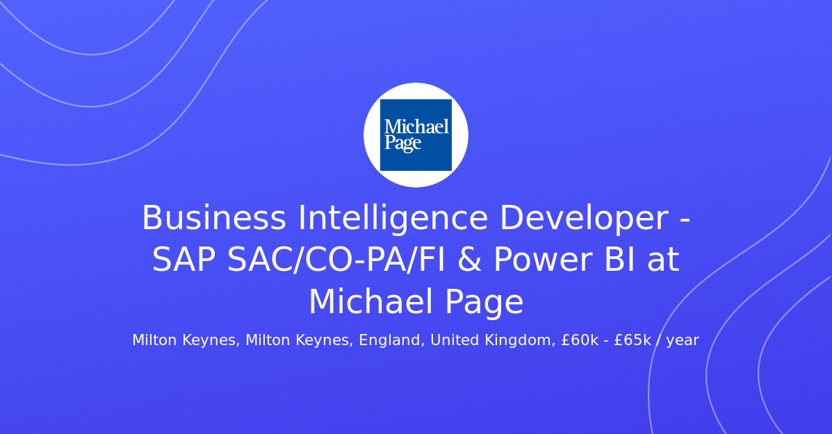 Business Intelligence Developer - SAP SAC/CO-PA/FI & Power BI job with ...