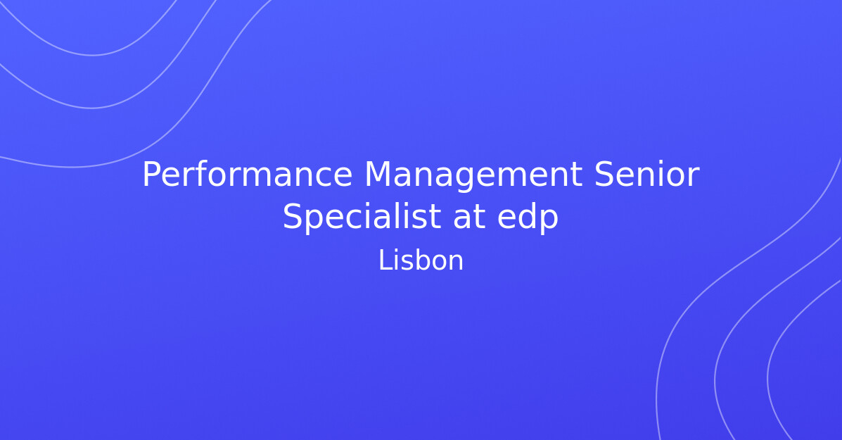 Performance Management Senior Specialist at edp - Climate Change Jobs