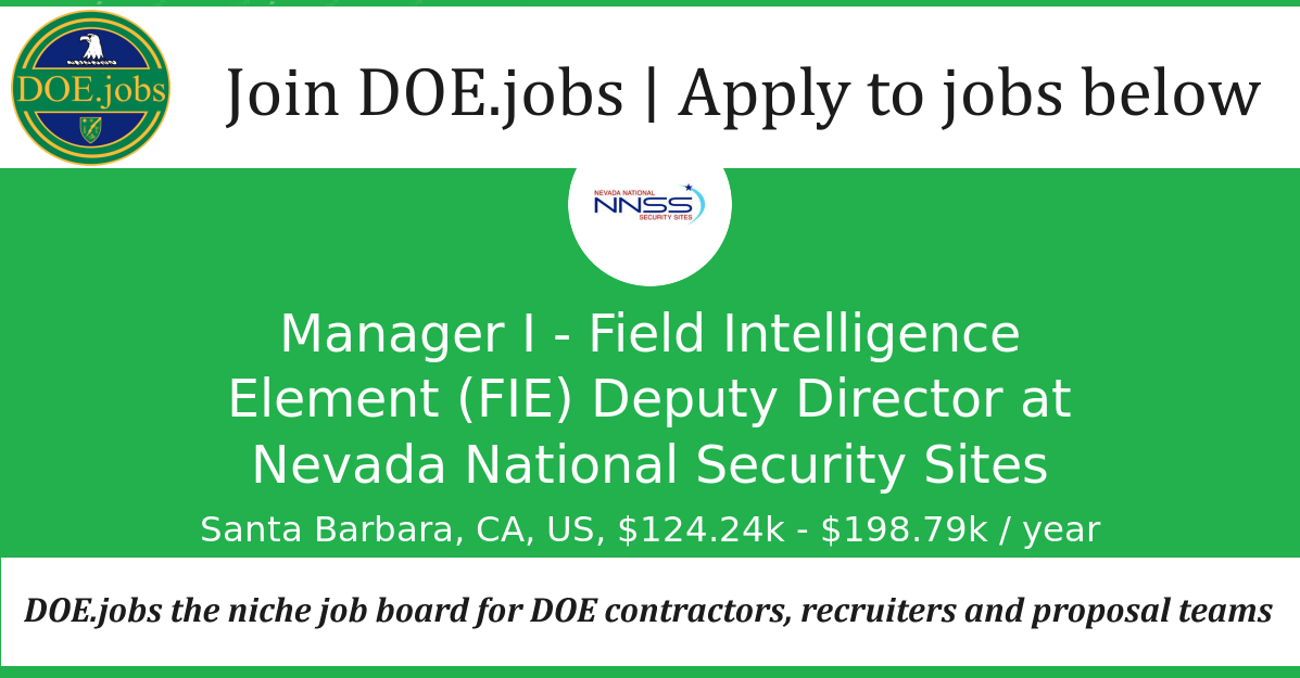 Manager I - Field Intelligence Element (FIE) Deputy Director at Nevada ...