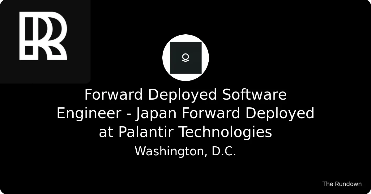 Forward Deployed Software Engineer - Japan Forward Deployed at Palantir Technologies - The ...