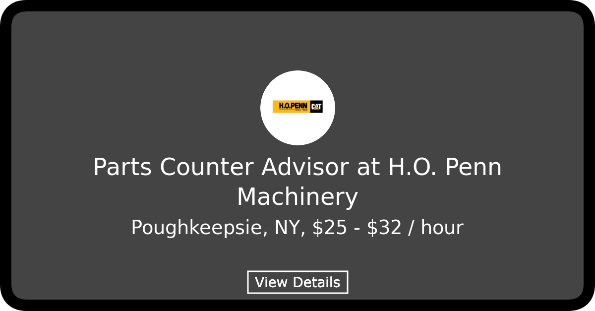 Parts Counter Advisor at H.O. Penn Machinery - Construction Equipment ...