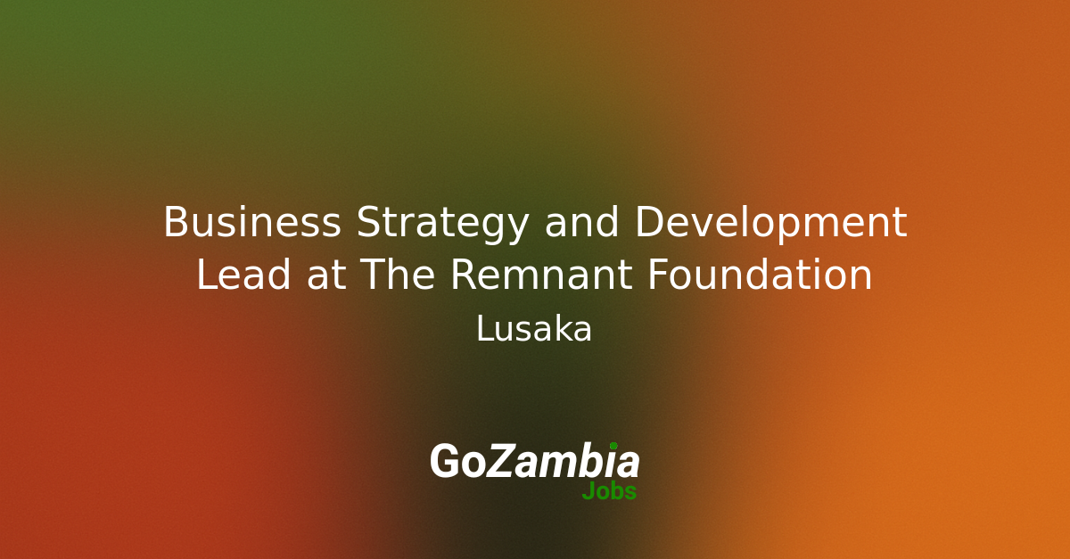 Business Strategy and Development Lead at The Remnant Foundation - Go ...